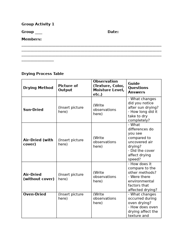Group Activity 1 Drying and Grinding Process | PDF