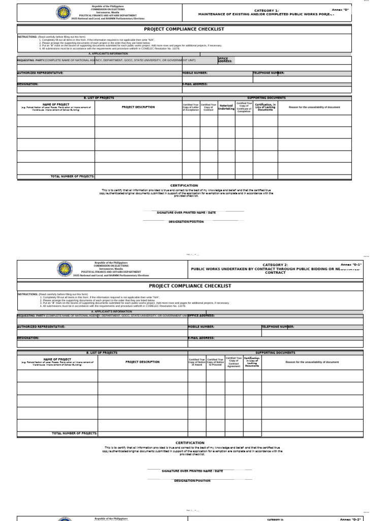 COMELEC Project Compliance Checklist | PDF | Signature