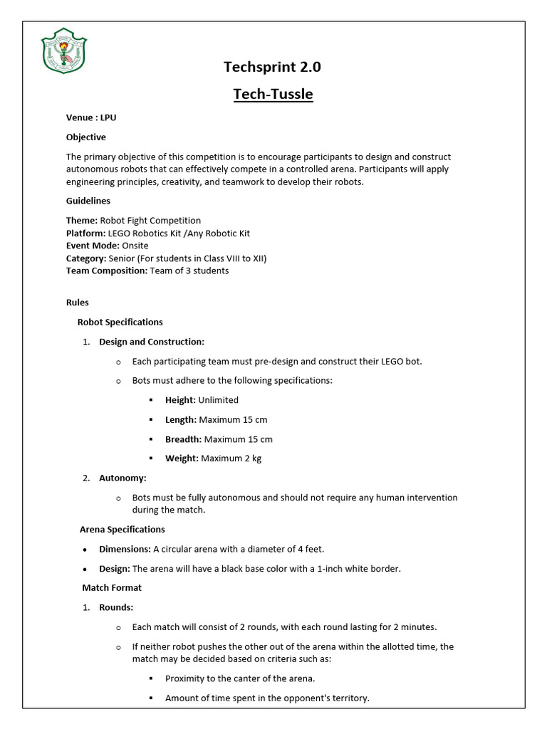 Techsprint 2.0 - Senior - VIII - XII | PDF | Rocket | Robot