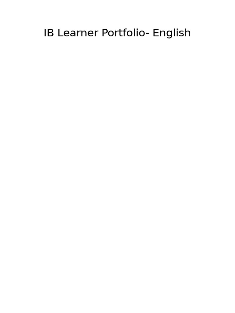 IB Learner Portfolio | PDF | Public Speaking | Essays