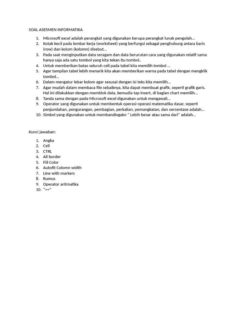 SOAL ASESMEN INFORMATIKA Analisis Data | PDF