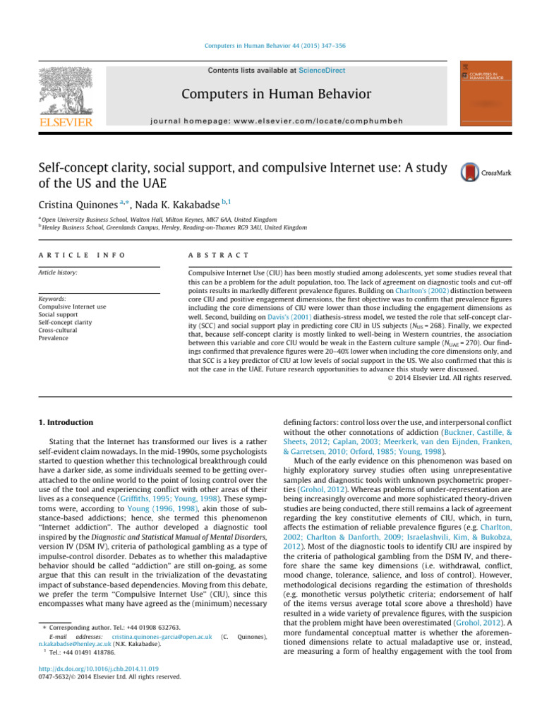 Uso Compulsivo de Internet-Quinones2015 | PDF | Self Concept | Chi ...