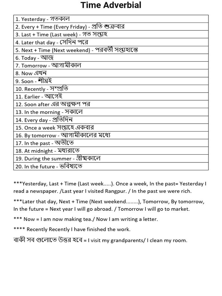 Time Adverbial | PDF