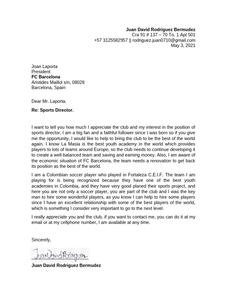 Cover Letter Juan Rodriguez Final Version | PDF