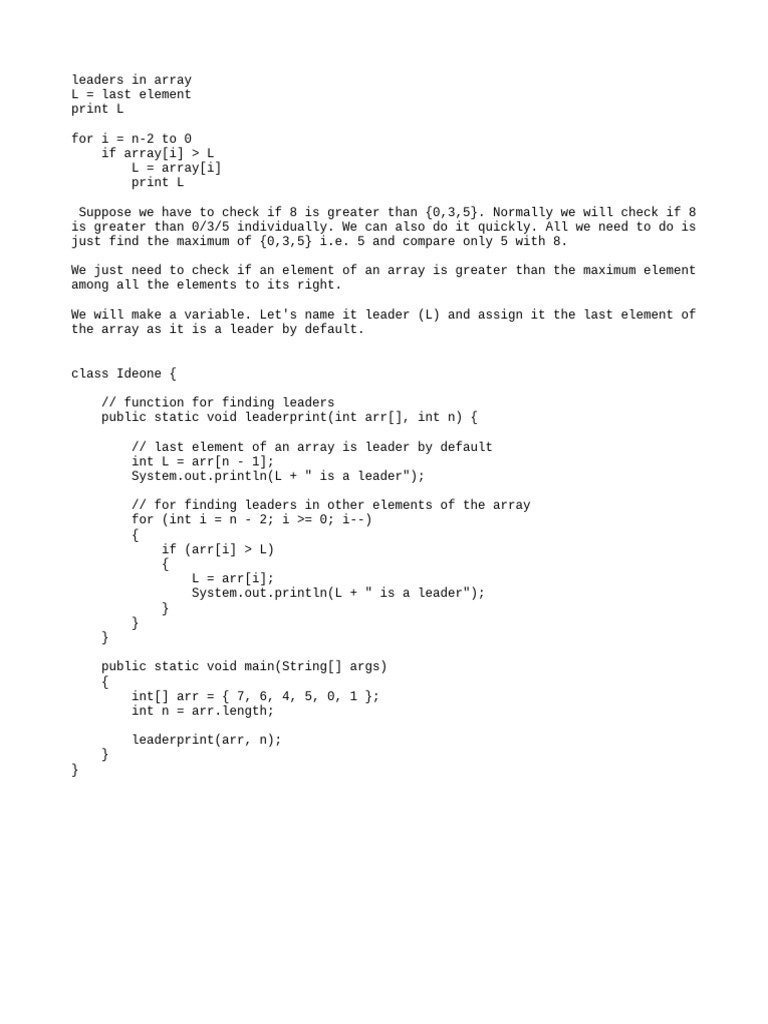 Leaders in Array | PDF