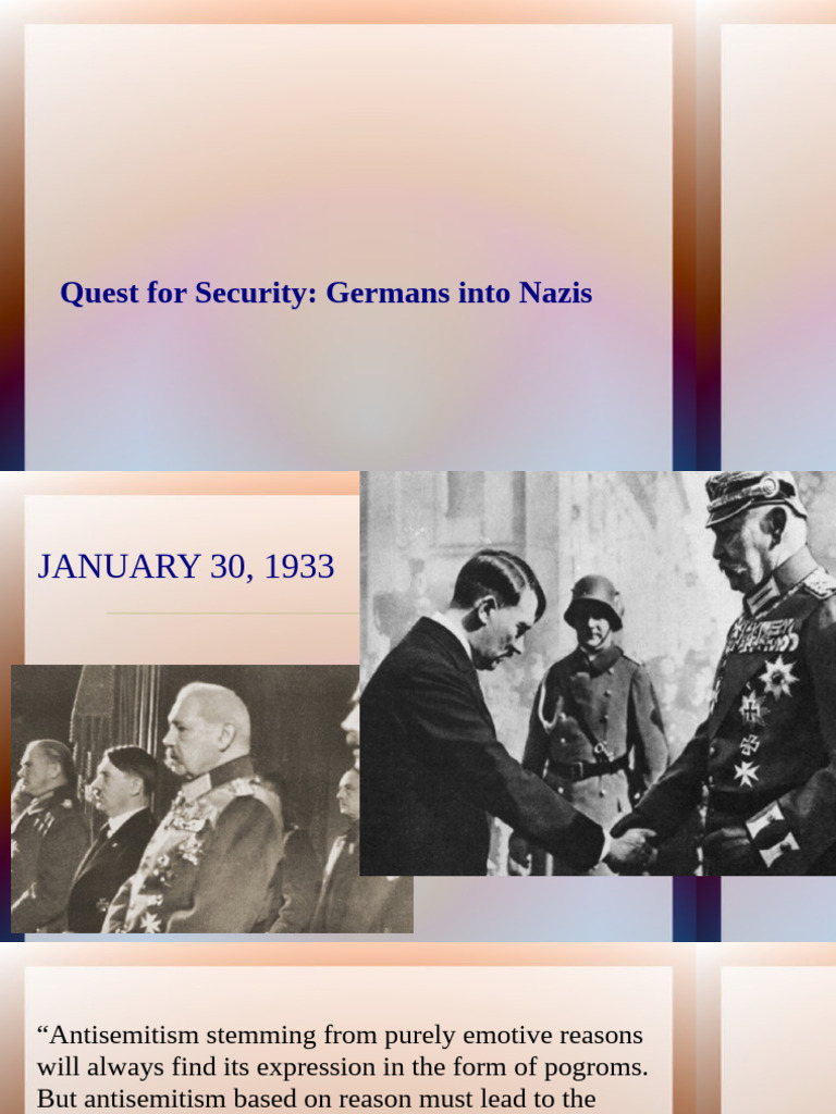 Quest For Security - Germans Into Nazis | PDF | Nazi Germany | Adolf Hitler