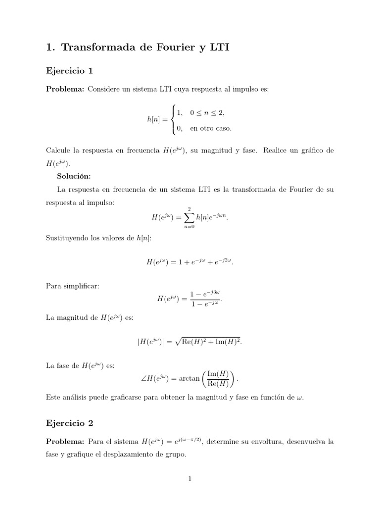 Transformada de Fourier y LTI: Ejercicio 1 | PDF | Matemáticas | Objetos matemáticos