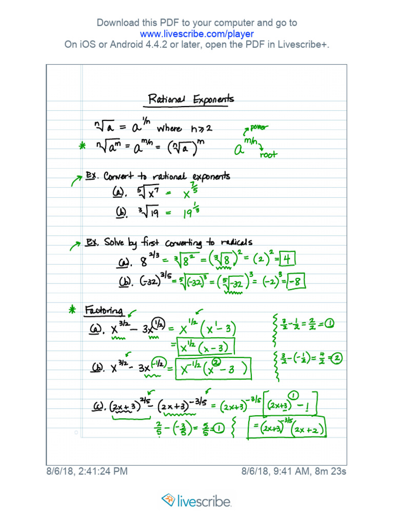 Rational Exponents | PDF