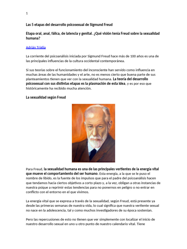 Las 5 etapas del desarrollo psicosexual de Sigmund Freud | PDF | Libido ...