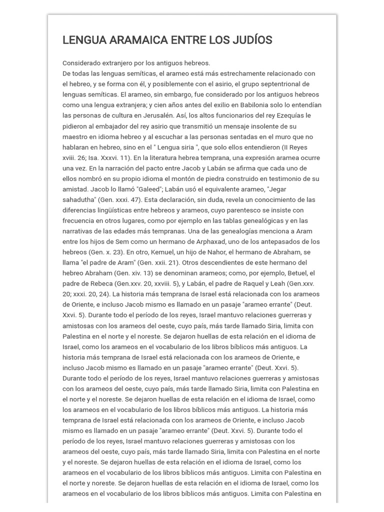 Lengua Aramea Entre Los Judios Jewish en | PDF | Lenguaje hebreo ...
