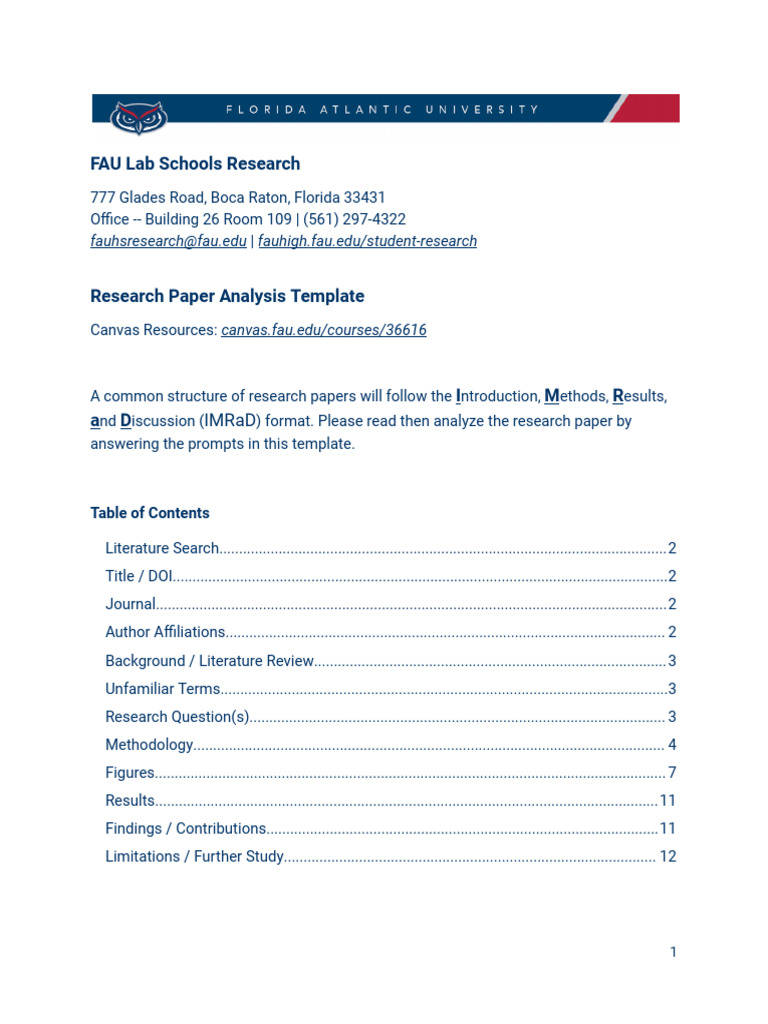 Research Paper Analysis Template (1) | PDF | Composite Material | 3 D ...