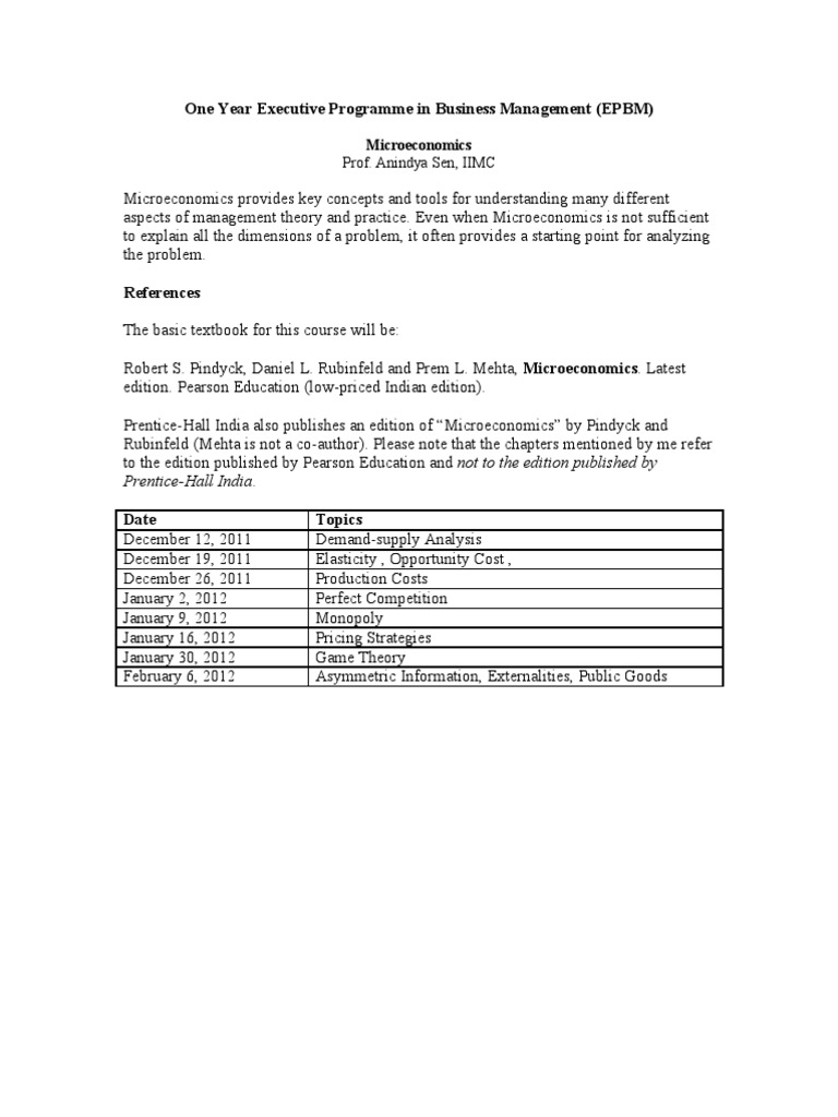 Micro Course Outline Revised | PDF | Microeconomics | Monopoly