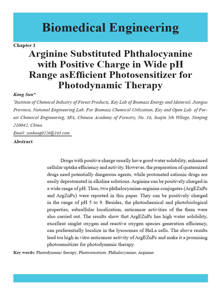 Arginine Substituted Phthalocyanine With Positive Charge in Wide PH ...
