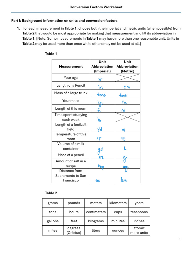 Conversion Factors WS Key | PDF | Ounce | Pound (Mass)