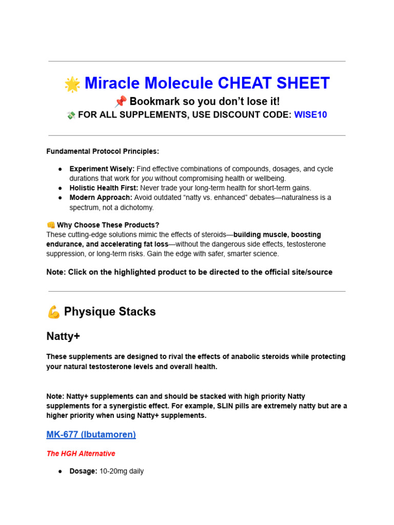 Miracle Molecule Cheat Sheet For Muscle Building Channel | PDF | Libido ...