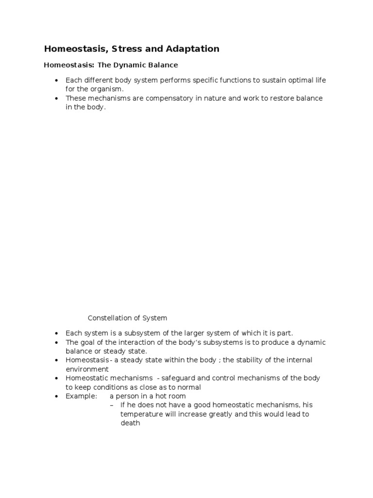 Homeostasis, Stress and Adaptation: Homeostasis: The Dynamic Balance ...