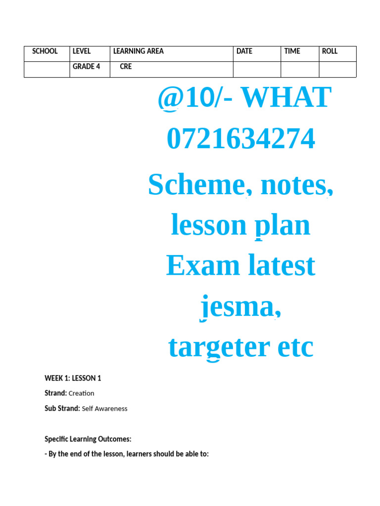WHT.0721634274.Gr.4 Rationalized Cre Lesson Plans Term 1 | PDF | Family ...