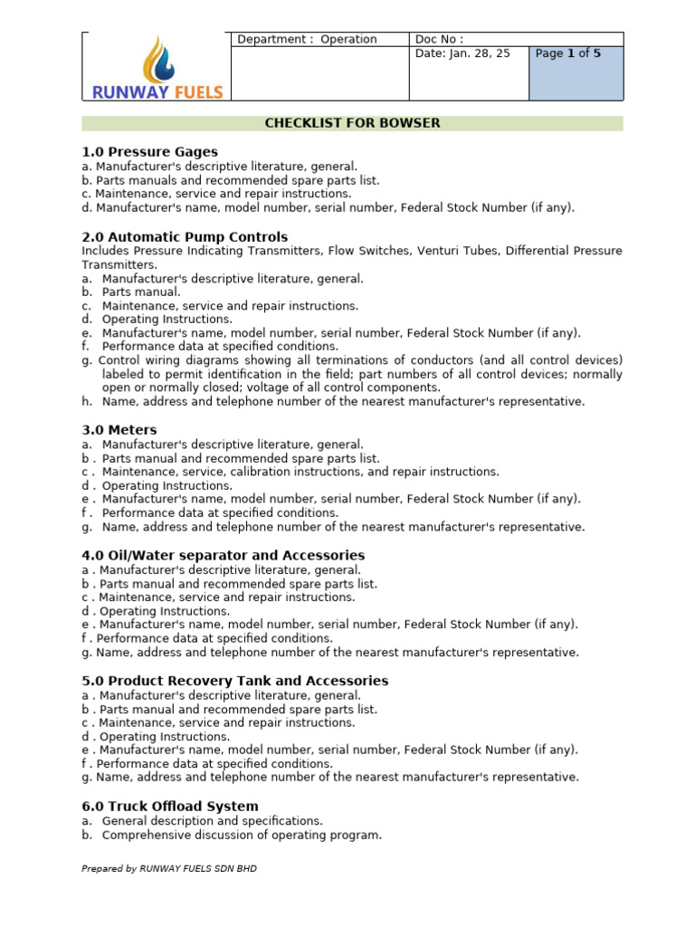 JET A1 Tanker CheckList | PDF | Switch | Electrical Wiring