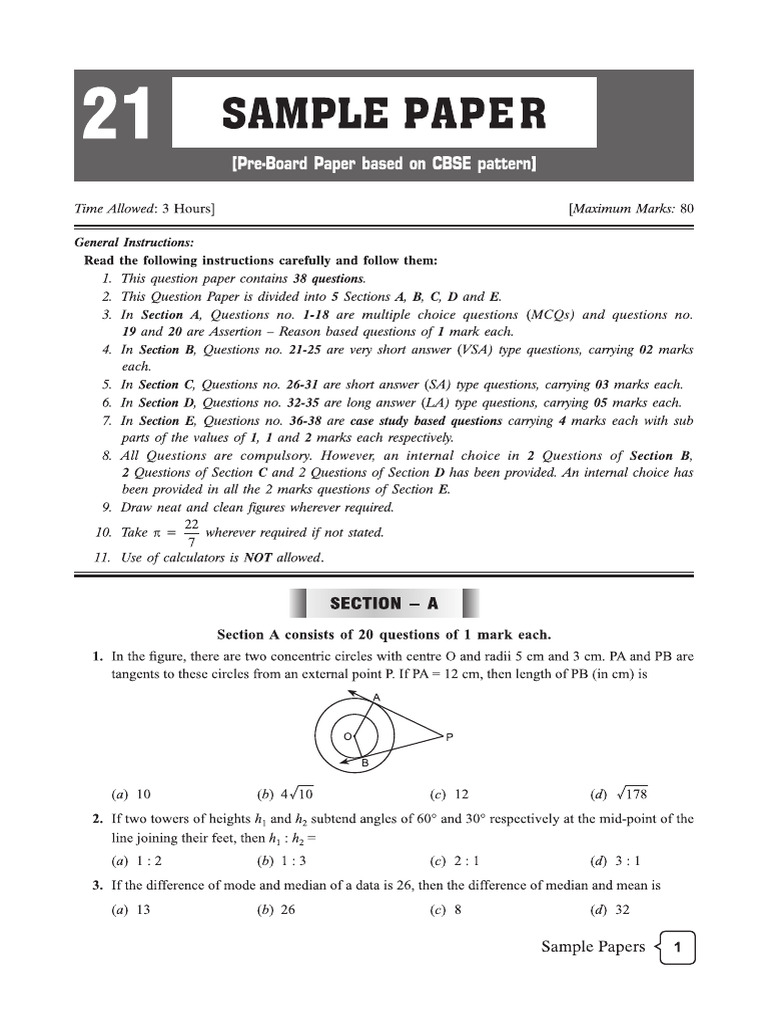 10th Maths SP 21 | PDF