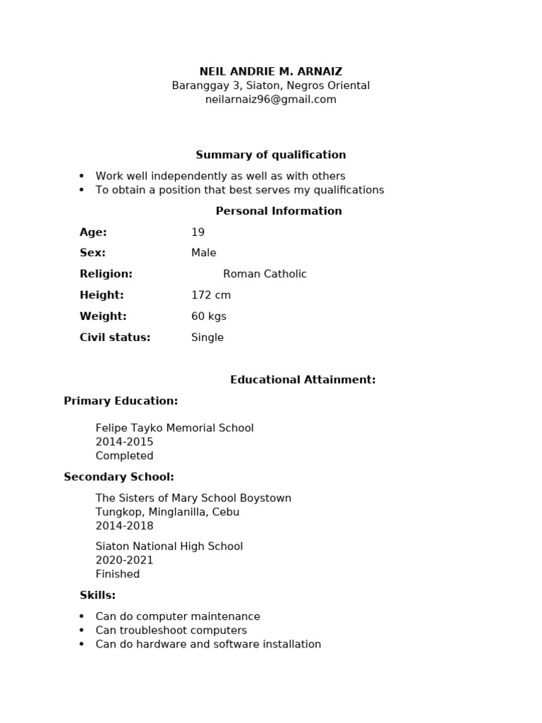 Neil Andrie Resume | PDF