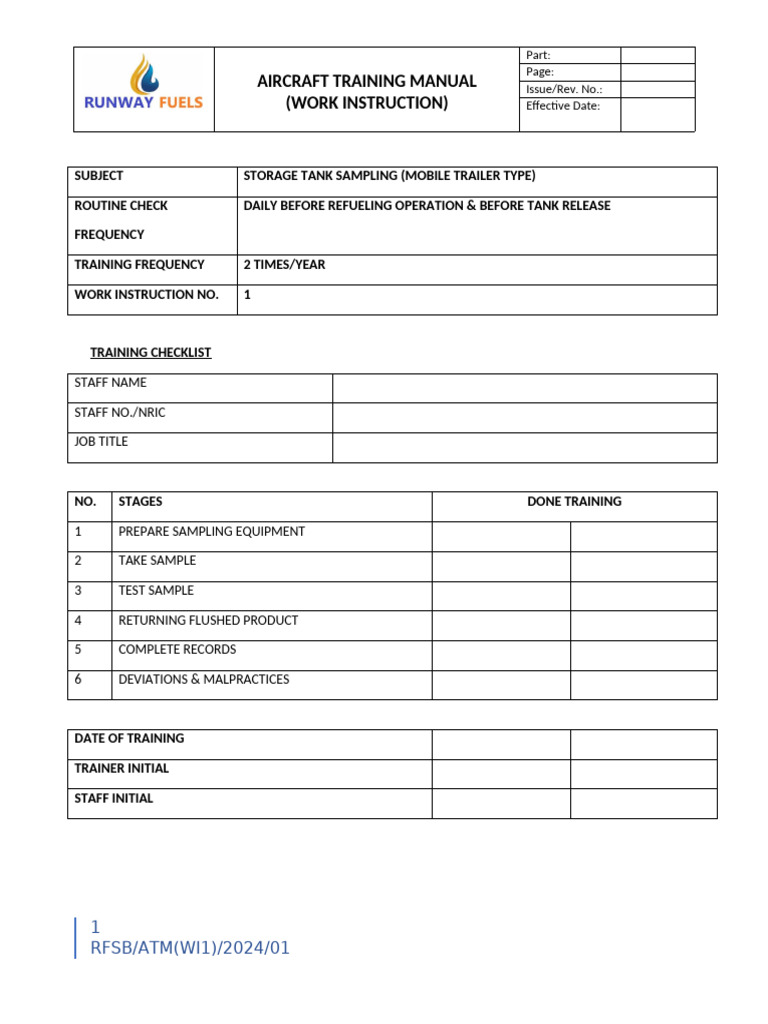 WI 1 - Storage Tank Sampling (Mobile Trailer Type) | PDF