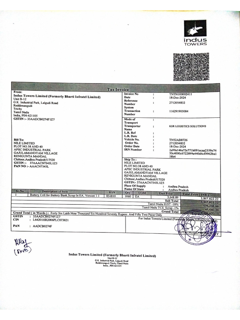 Battery cell invoice | PDF