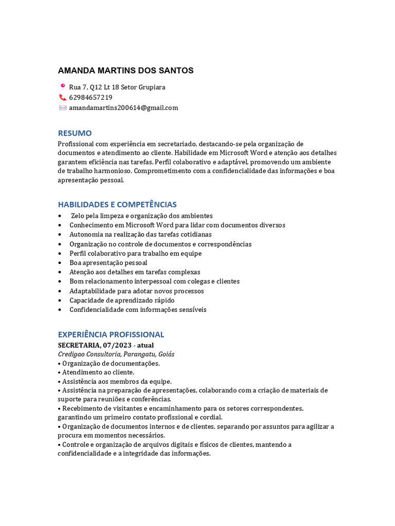 Curriculo Amanda 15-01 (1) - Compressed | PDF