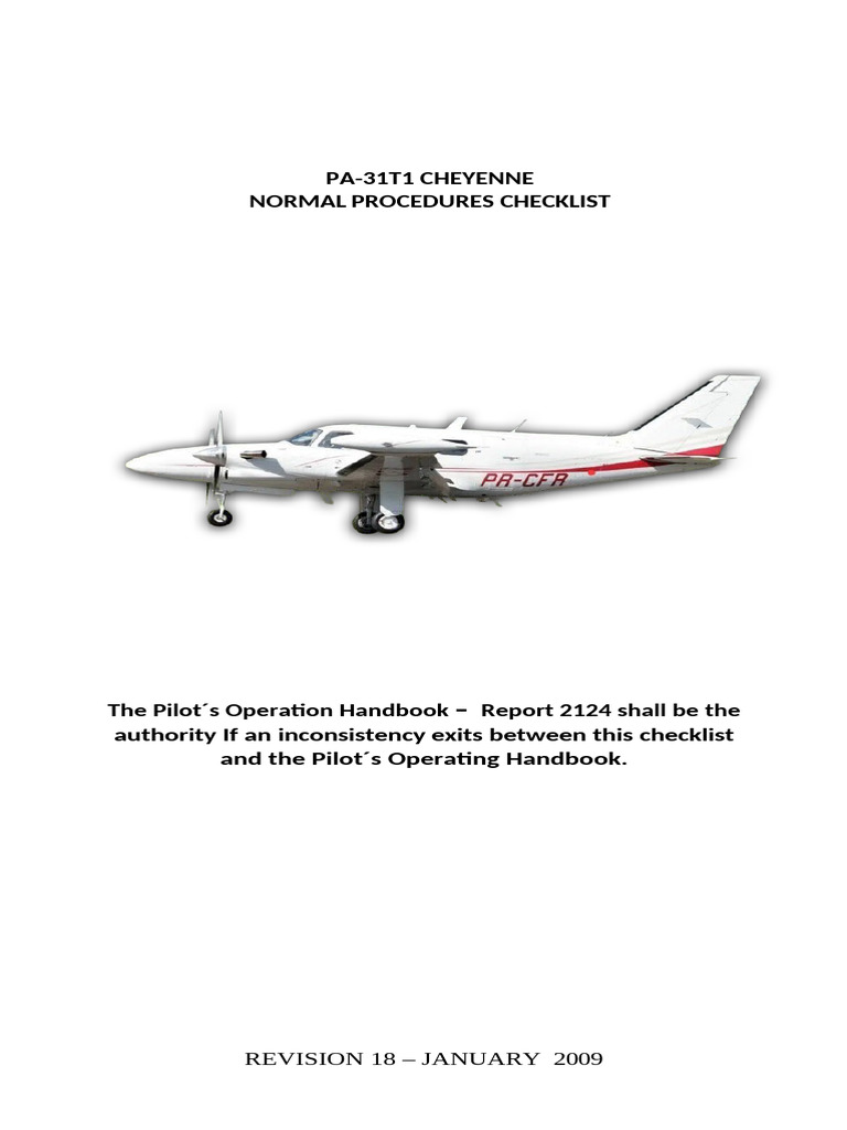Normal Procedures Check List PAY1 | PDF | Landing Gear | Aviation