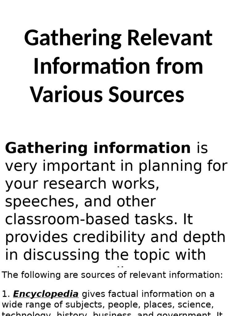 Gathering Information Sources for Grade 6 | PDF