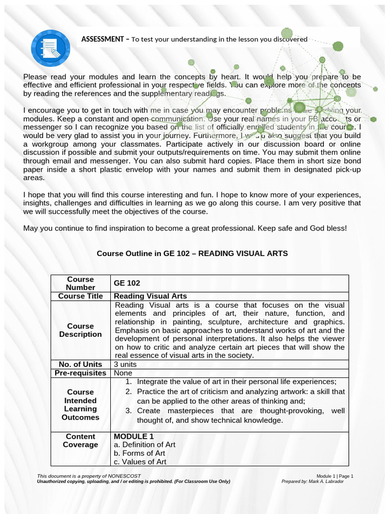 Reading Visual Arts Module Finals | PDF | Digital Image | Camera