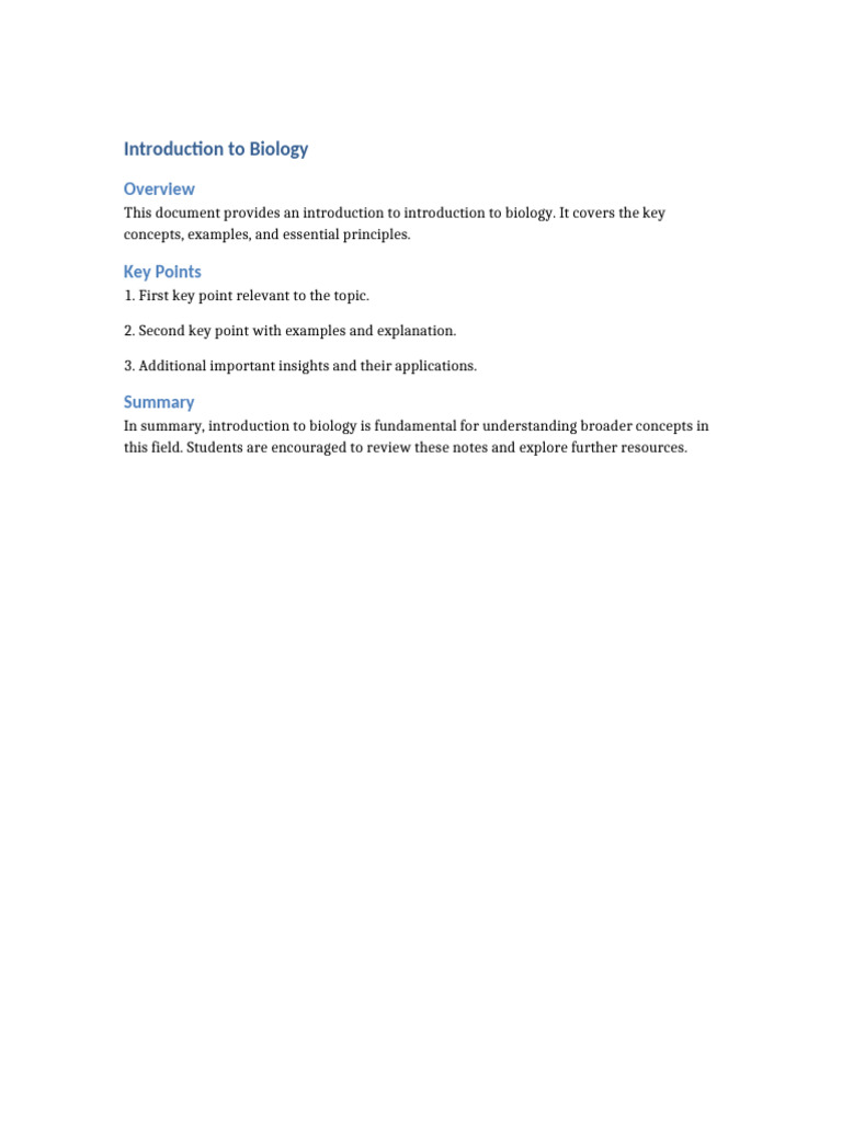 Introduction To Biology Notes | PDF