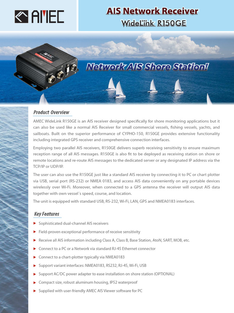 AMEC WideLink R150GE AIS Receiver | PDF | Wi Fi | Usb