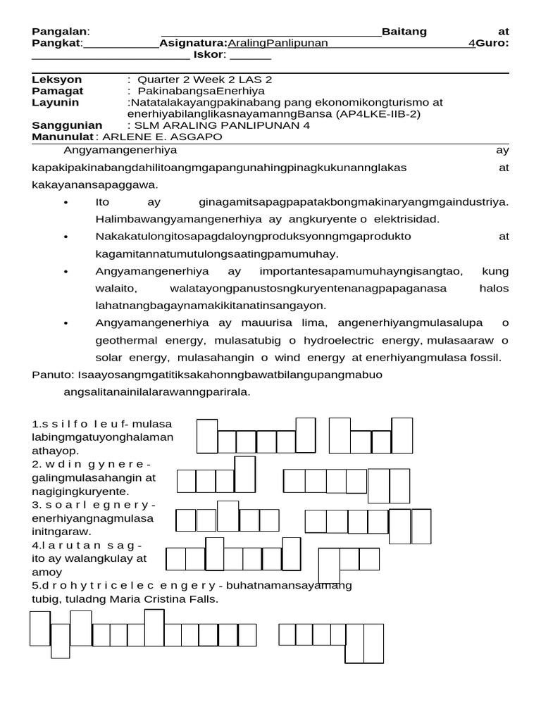 Las Ap4 Q2 Week 2 Las 2 Arlene Asgapo1 | PDF | Reading Comprehension | Creativity