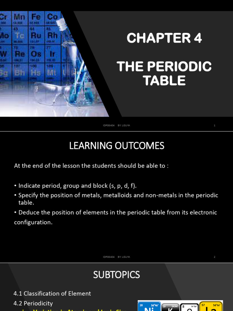 chapter 4 periodic table | PDF | Periodic Table | Atomic Nucleus