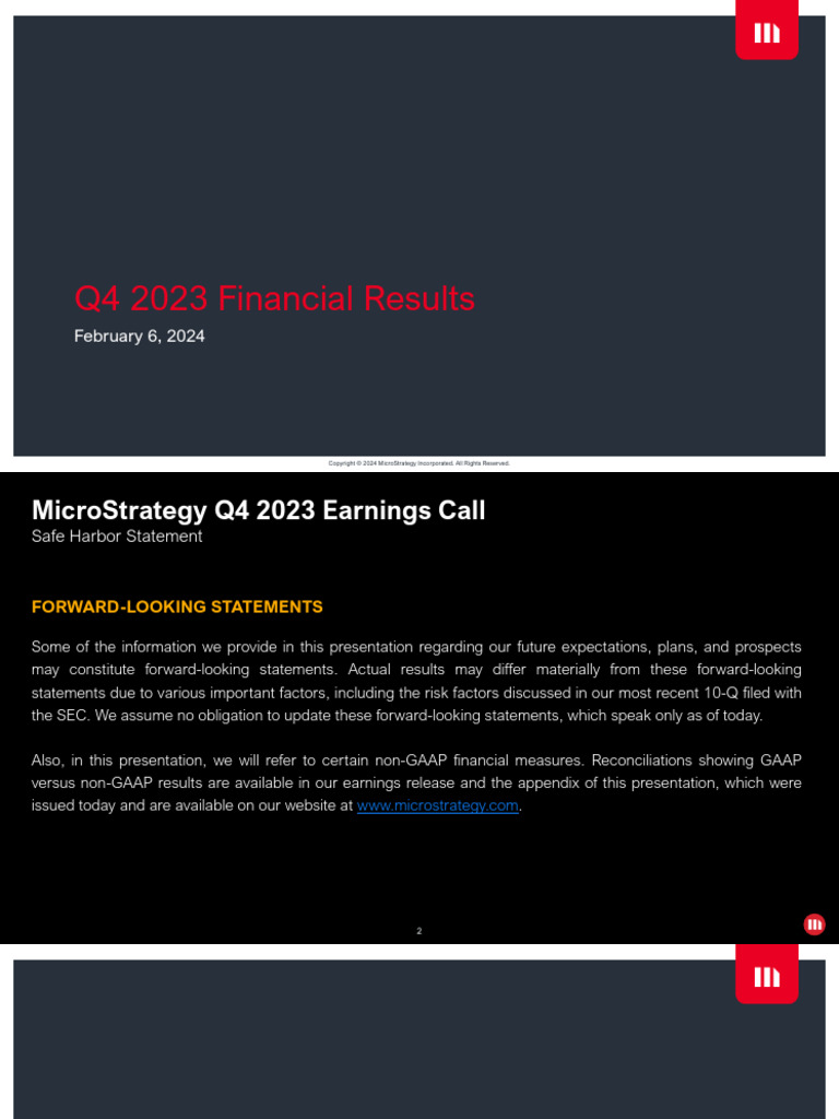 Microstrategy q4 2023 Earnings Presentation | PDF | Exchange Traded ...