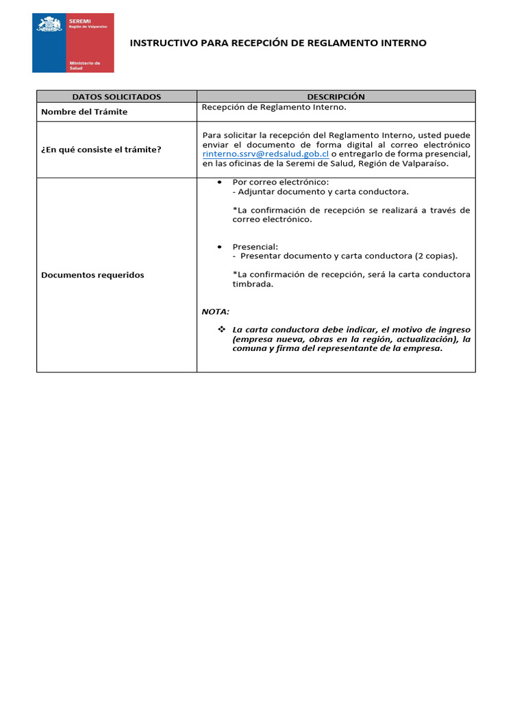 Instructivo Ingreso de Reglamento Interno PDF | PDF