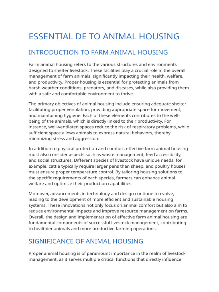 Importance and Types of Animal Housing | PDF | Building Insulation ...