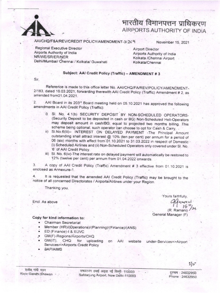 AAI Credit Policy Amendment #3 Overview | PDF | Service Industries | Money
