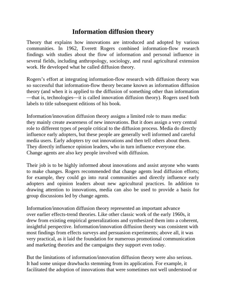 Diffussion of Innovation Theory | PDF | Innovation | Communication