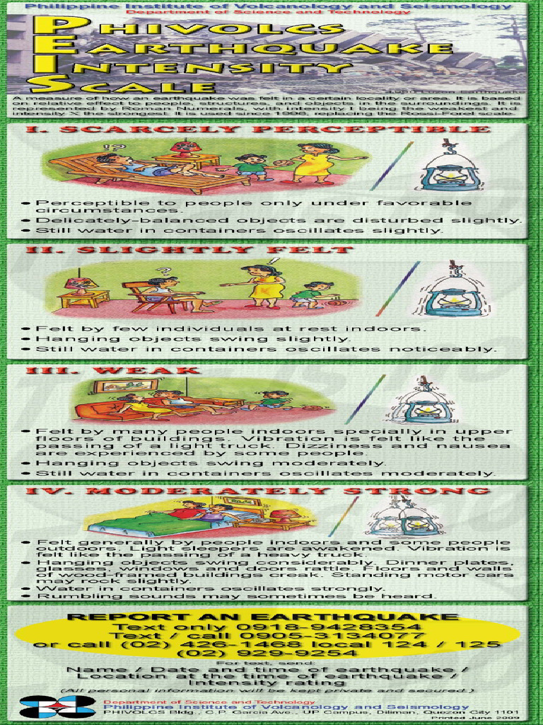 Pocketsize PHIVOLCS Earthquake Intensity Scale PEIS 2009 | PDF