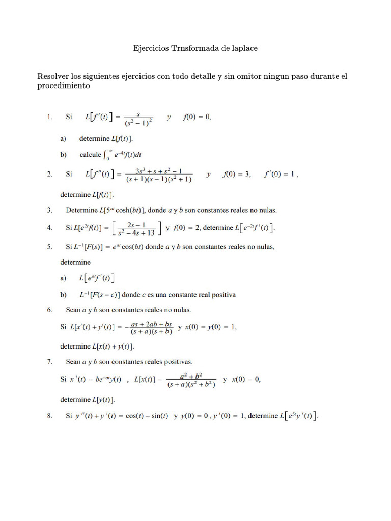 TAREA TRANSFORMADA DE Laplace 01 | PDF