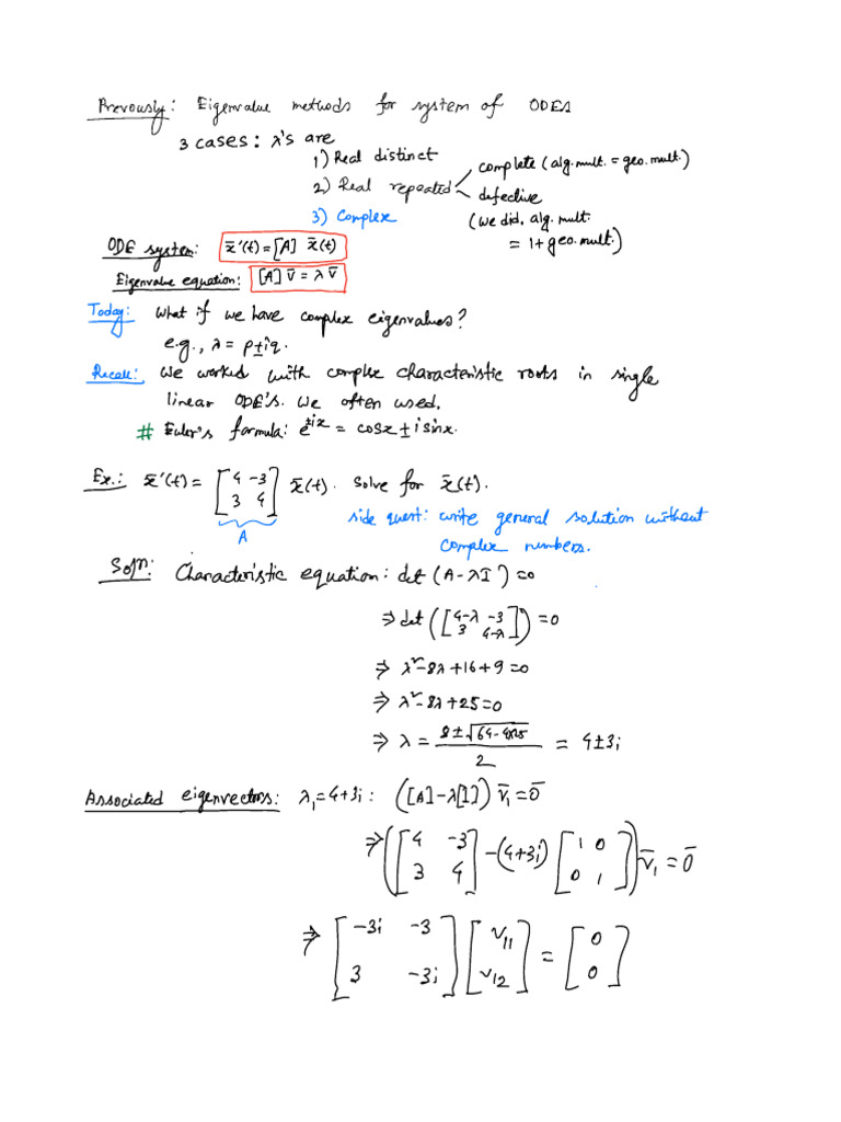 Lec 5.2.5 - Complex Eigenvalues | PDF