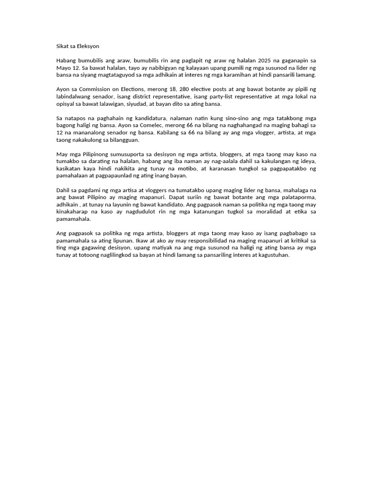 Sikat Sa Eleksyon | PDF