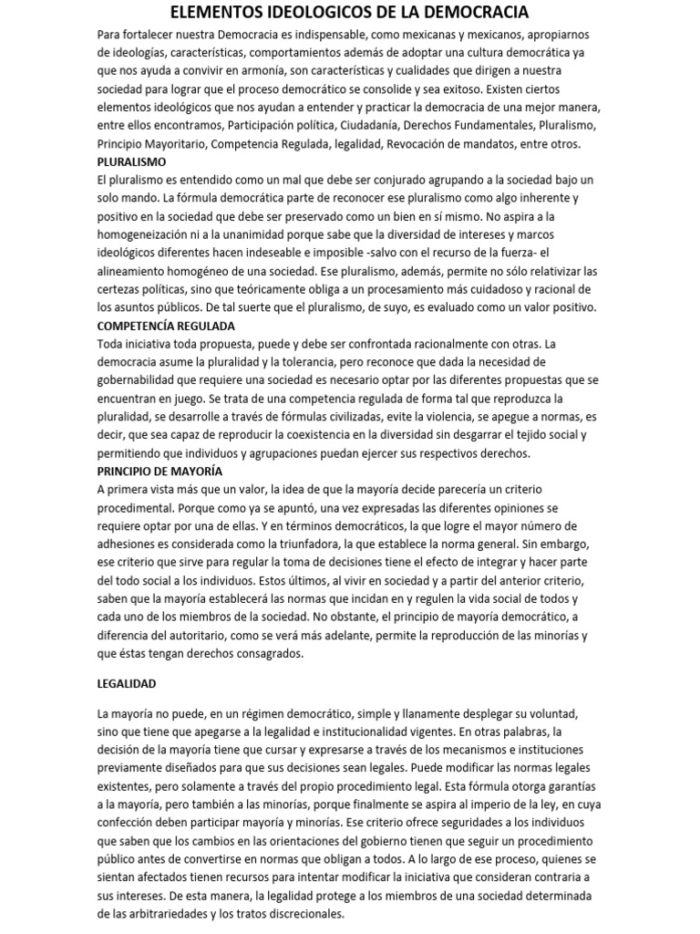 Elementos Ideológicos de la Democracia | PDF | Democracia | Ideologías ...