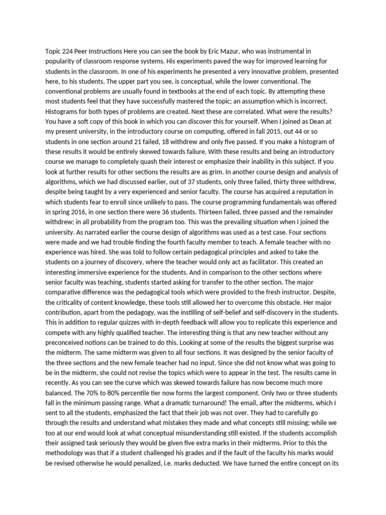 Topic 224 Peer Instructions Here You Can See The Book by Eric Mazur ...