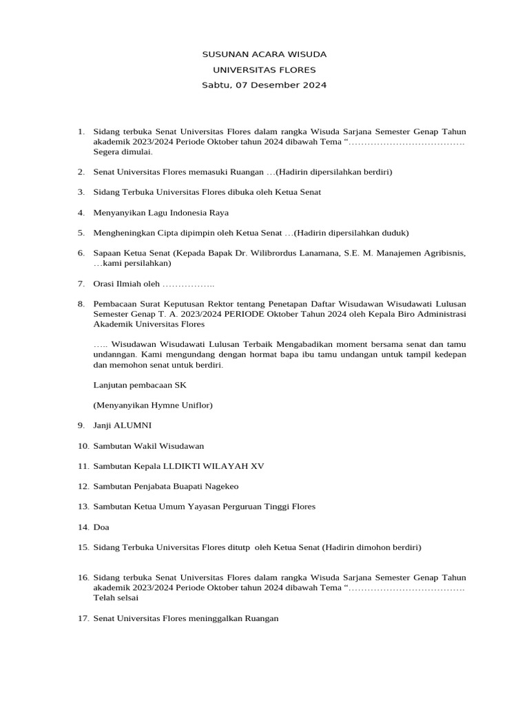 Susunan Acara Wisuda | PDF