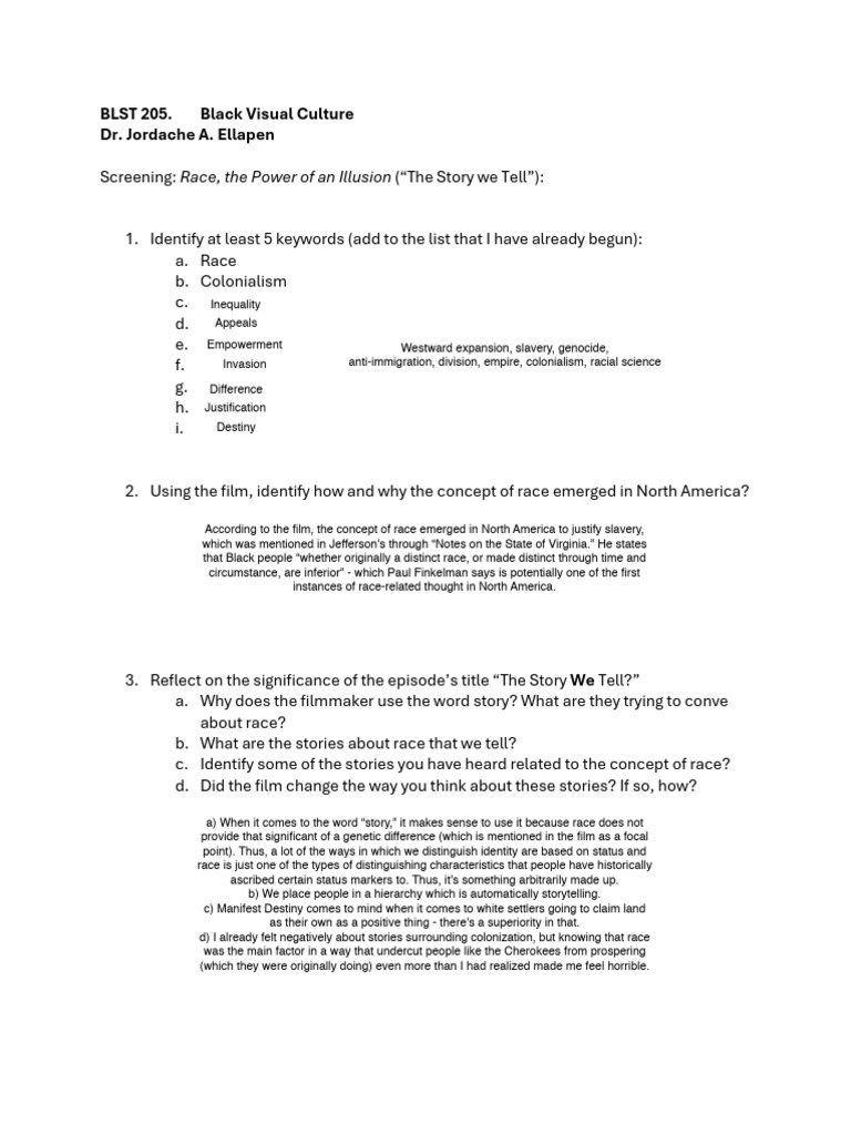 The Story We Tell Worksheet | PDF | Race (Human Categorization)