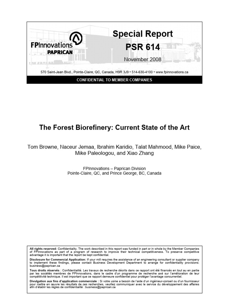 Biorafinerie Forestiere PSR 614 | PDF | Pulp (Paper) | Biofuel