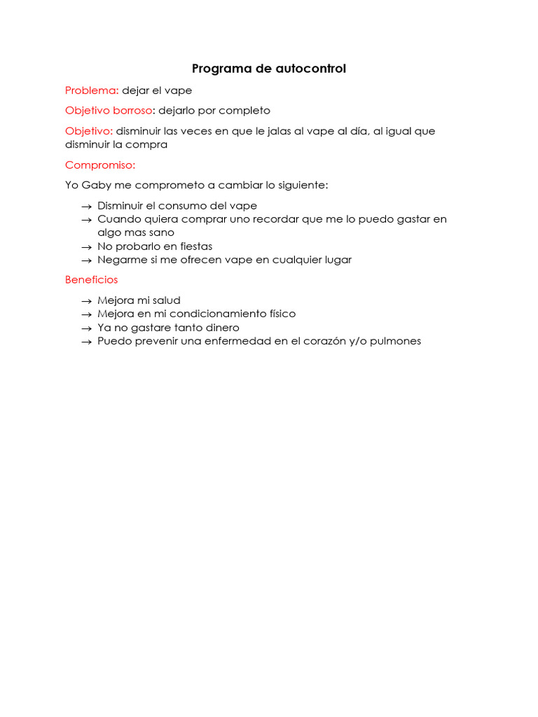 Programa de Autocontrol | PDF