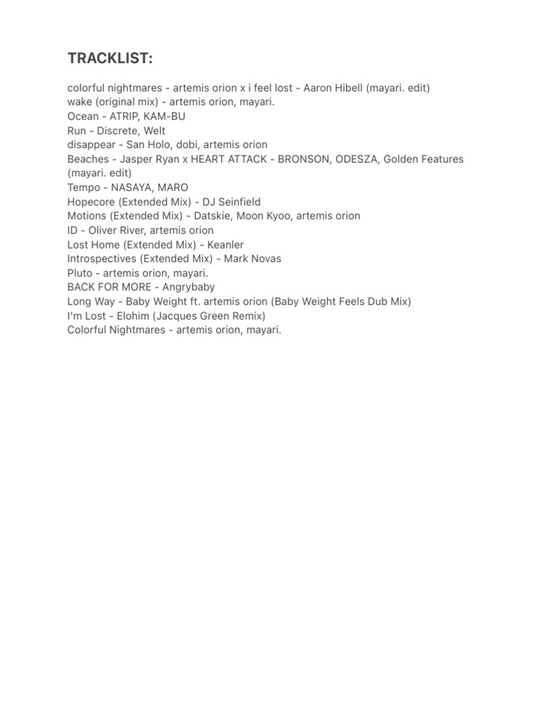 Tracklist: PDF | PDF